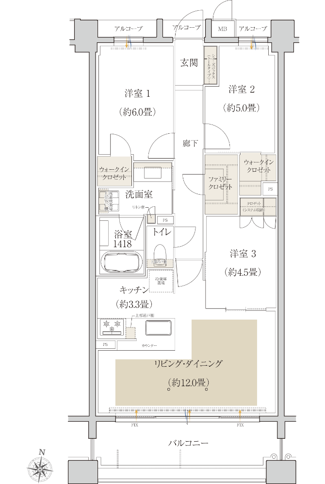 C type 3LDK｜【公式】ローレルコート瑞穂汐路｜名古屋市（瑞穂区）の分譲マンション｜近鉄不動産